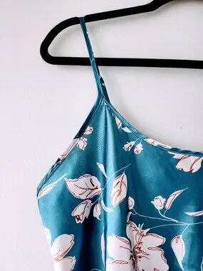 Source Unknown | Tops | Teal Floral Silky Cami | Poshmark